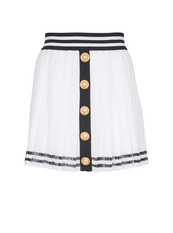 Balmain Pleated Knit Mini Skirt - White