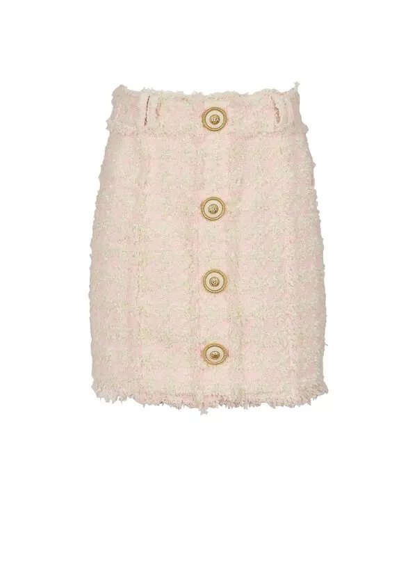 Balmain High-waist Tweed Mini Skirt