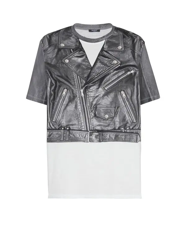 Balmain Biker Jacket Print T-shirt