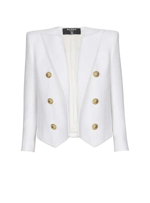 Balmain Cropped Jacket With Gold Buttons