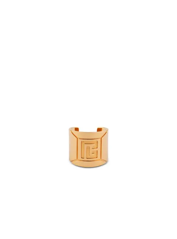 Balmain Monogram Tubular Ring - Gold