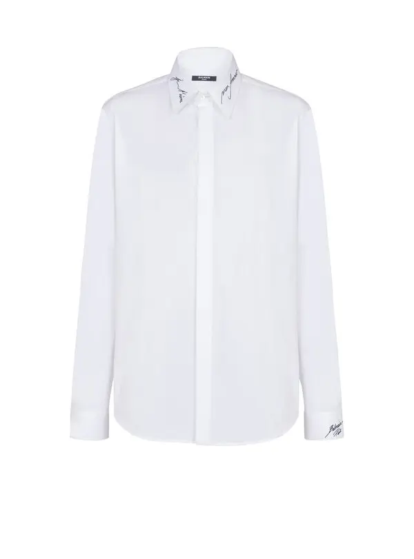 Balmain Poplin Shirt With Embroidered Collar