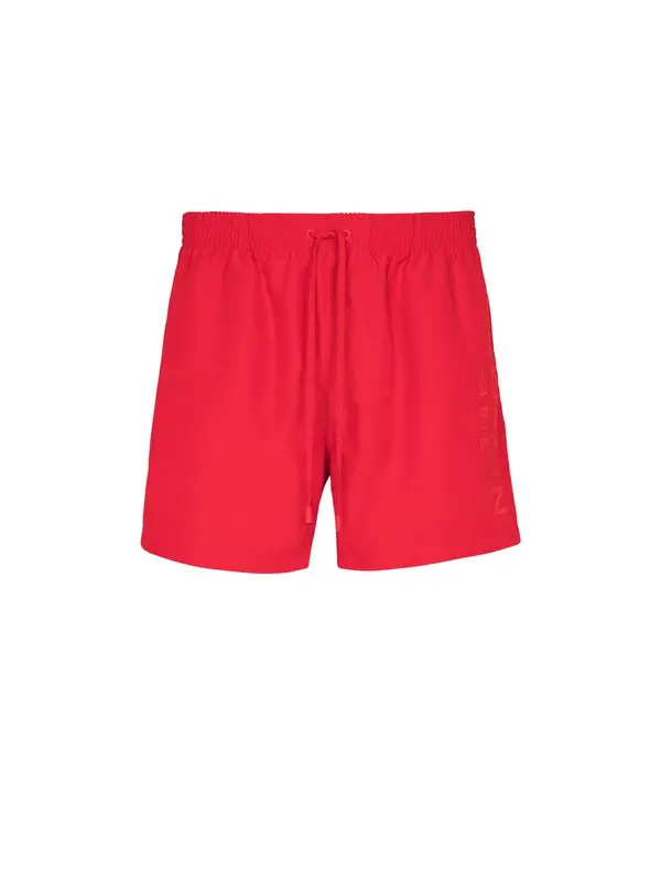 Balmain Paris Embroidered Swim Shorts - Red