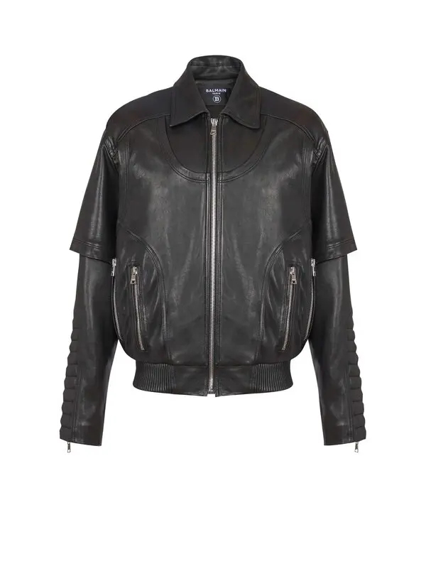 Balmain Leather Double-breasted Jacket