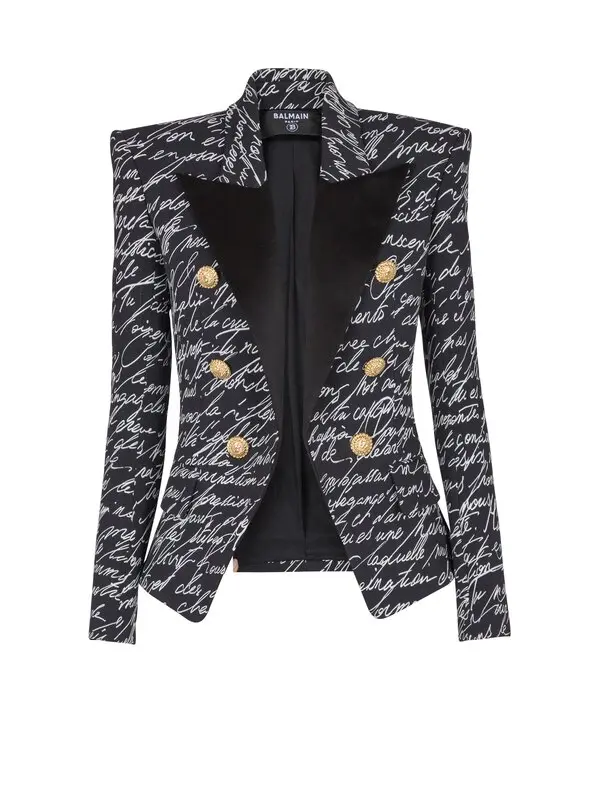 Balmain Printed 6-button Jacket - Black