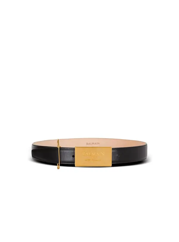 Balmain Calfskin Leather Belt With Safety Pin - Black