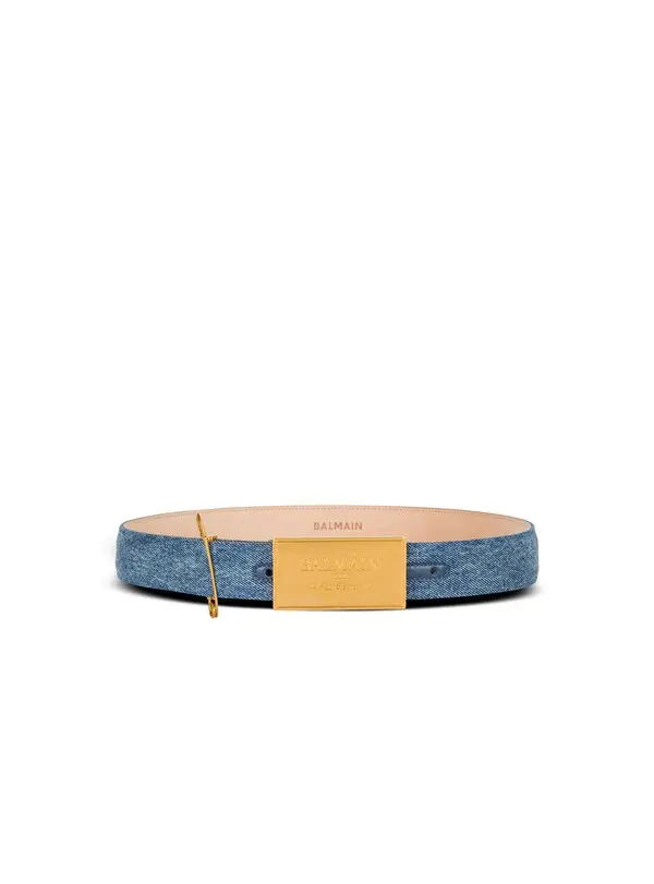 Balmain Denim Belt With Safety Pin - Blue