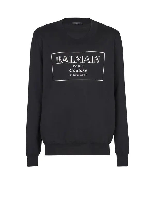Balmain Fine Knit Jumper With Couture Label - Black