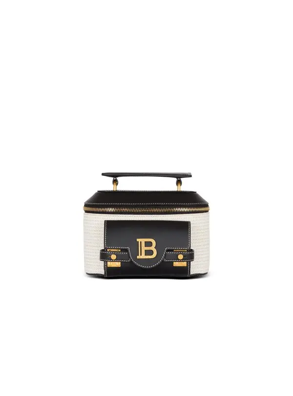 Balmain B-buzz Vanity Raffia And Calfskin