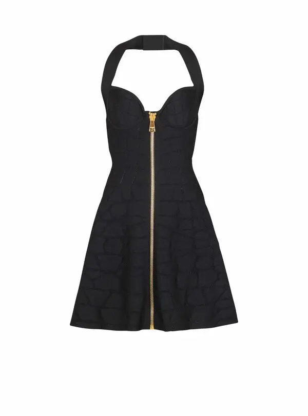 Balmain Flared Halterneck Dress - Black