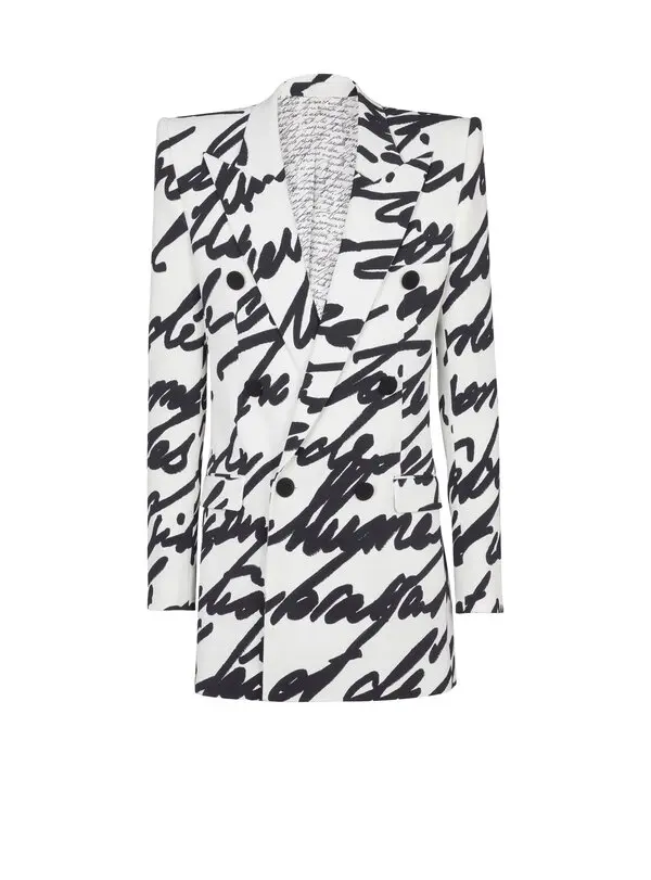 Balmain Crepe Jacket With "love Letter" Print