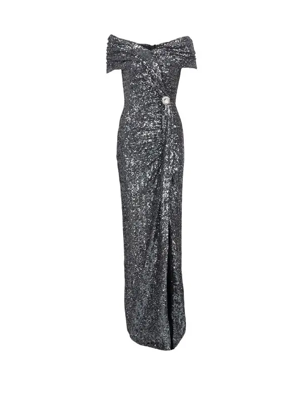 Balmain Long Draped Sequin Dress