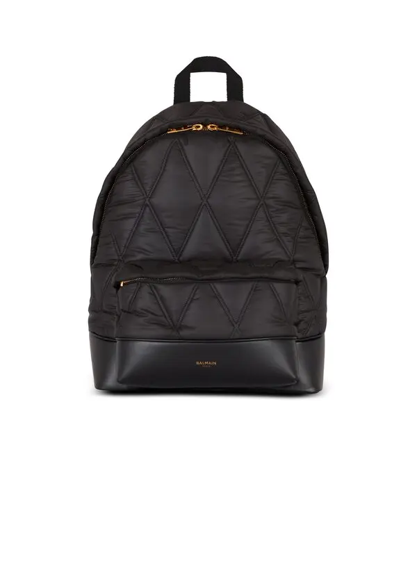 Balmain Quilted Nylon Backpack With Diamond Motif - Black
