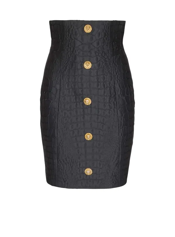 Balmain Crocodile-look Pencil Skirt
