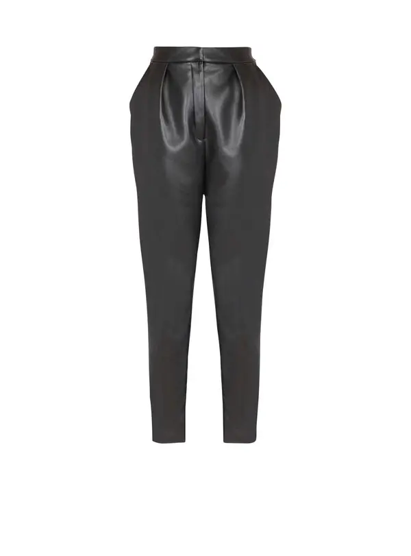 Balmain High-waisted Faux Leather Trousers
