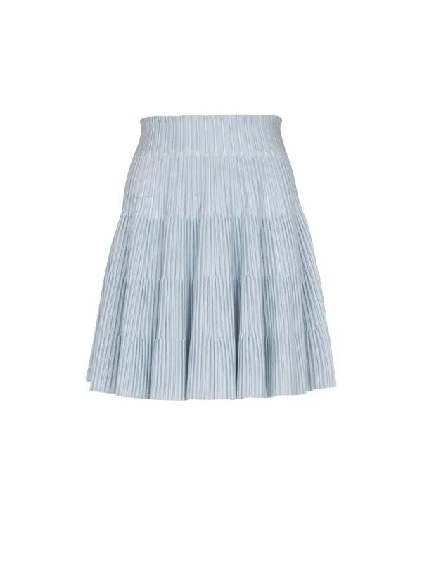 Balmain A-line Textured Knit Skirt - Blue