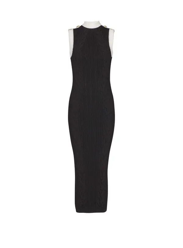 Balmain Long Two-tone Cable-knit Dress