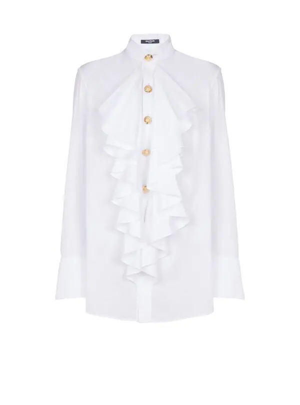 Balmain Ruffled Poplin Shirt