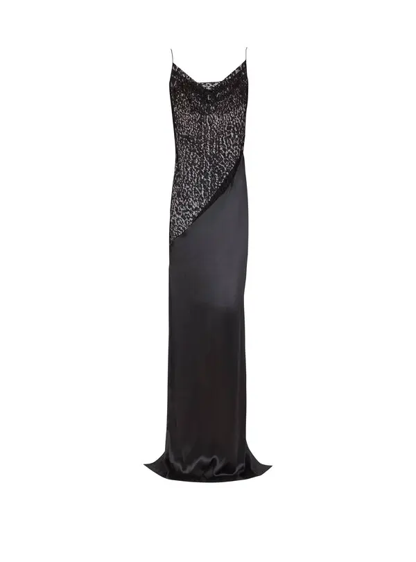 Balmain Leopard Print Lace And Satin Dress