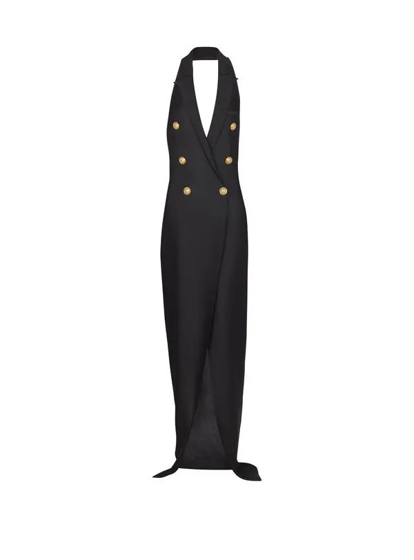 Balmain Halterneck Knit Maxi Dress