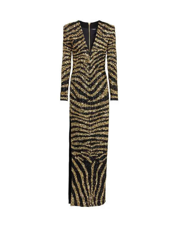 Balmain Embroidered Zebra Maxi Dress