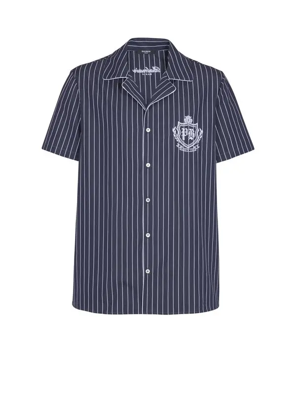Balmain Striped Poplin Pyjama Shirt - Navy