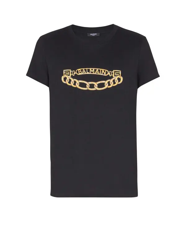 Balmain Chaînes Logo Printed T-shirt - Black