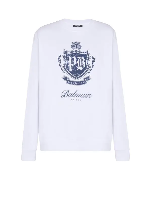 Balmain College Emblem Cotton Sweatshirt