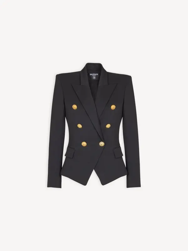 Balmain Grain De Poudre Fitted Jacket - Black