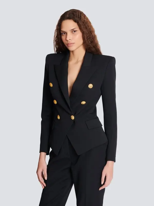 Balmain Grain De Poudre Fitted Jacket - Black