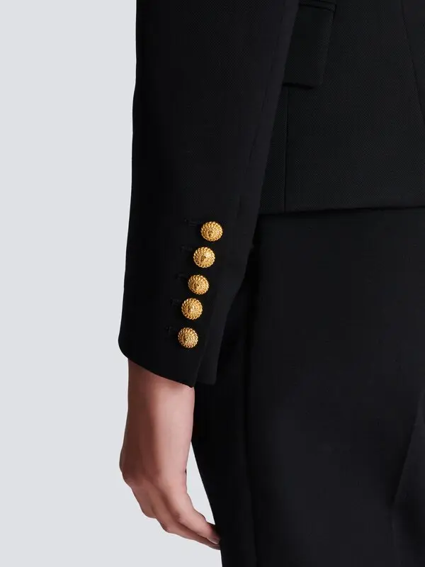 Balmain Grain De Poudre Fitted Jacket - Black