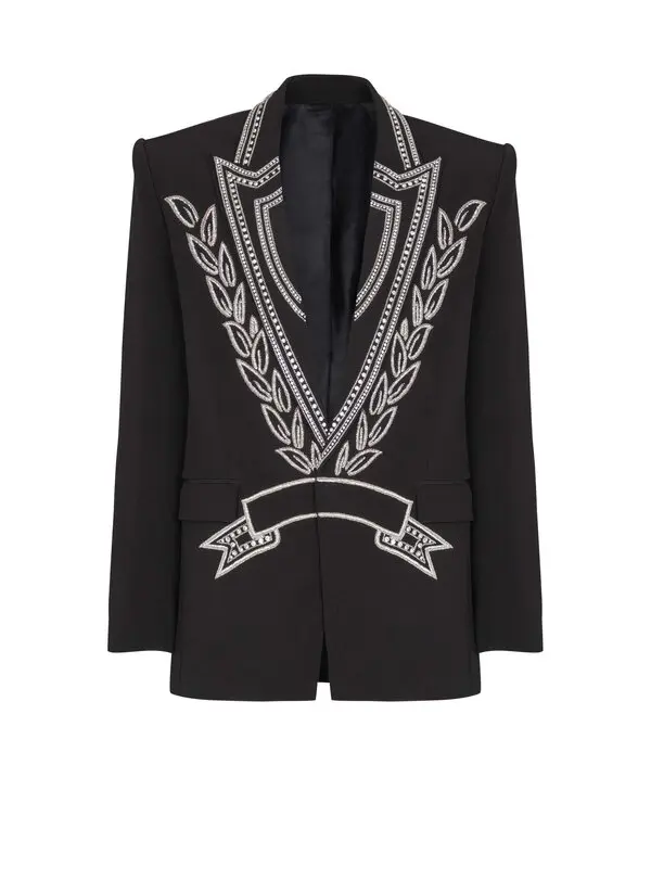 Balmain Crepe Jacket With Crystals