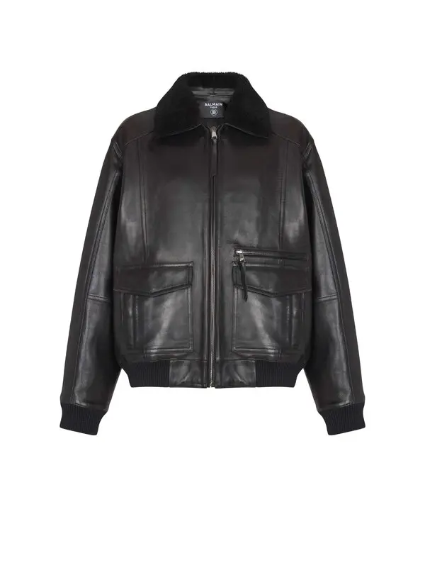 Balmain Lambskin Aviator Bomber Jacket
