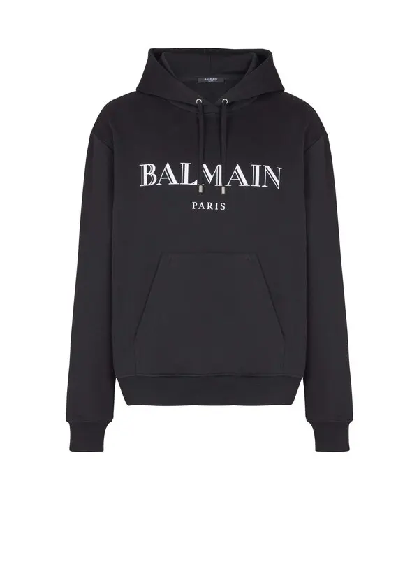 Balmain Printed Relaxed Hoodie - Black