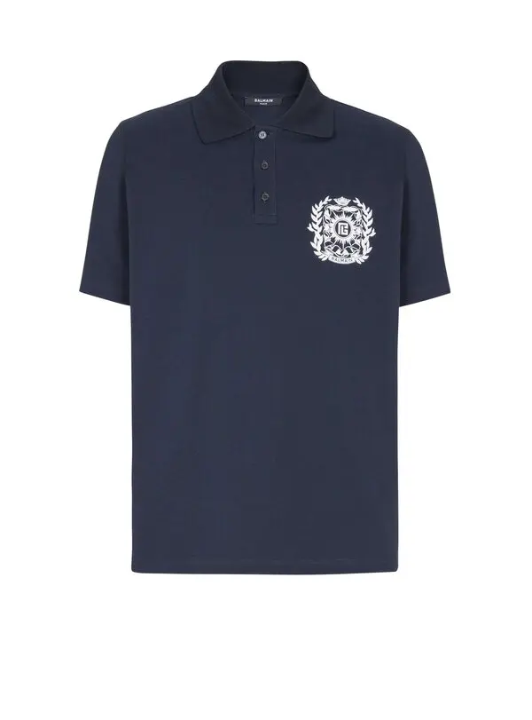 Balmain Cotton Polo Shirt With Écusson Print