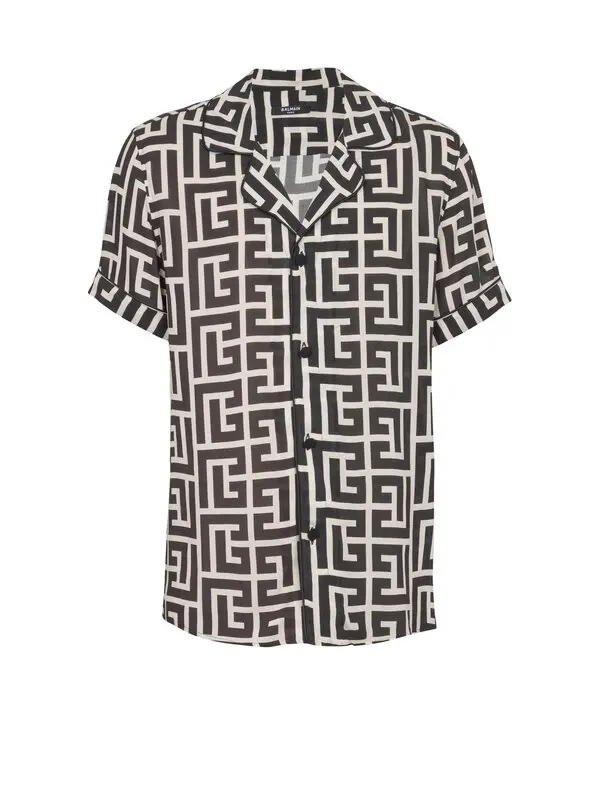 Balmain Pyjama Shirt With Monogrammed Print - Black