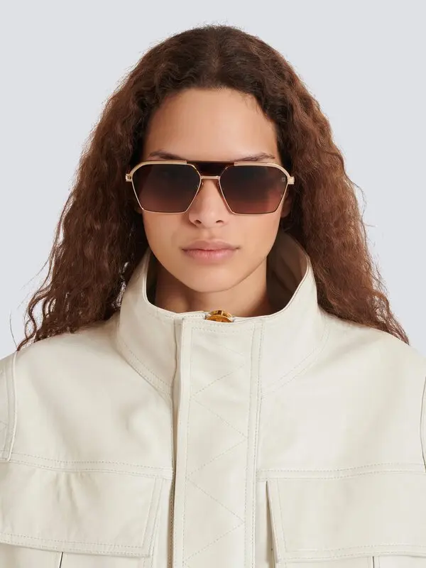 Balmain Sergeant Aviator Sunglasses - Brown