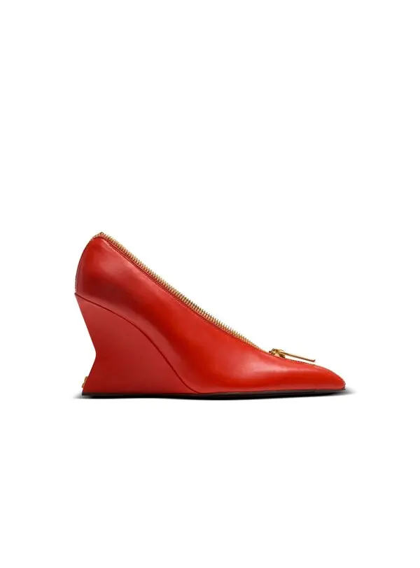Balmain Zip Wedge Pumps - Red