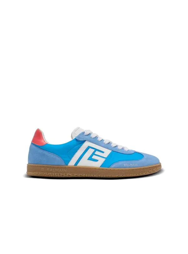Balmain Swan Leather, Suede, And Nylon Sneakers