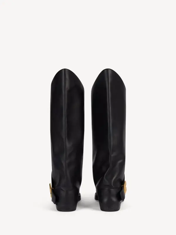 Balmain Flat Leather Twist Boots