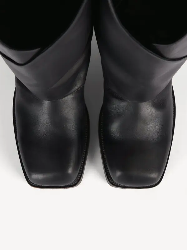 Balmain Flat Leather Twist Boots