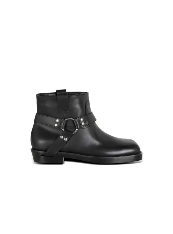 Balmain Calfskin Leather Biker Ankle Boots