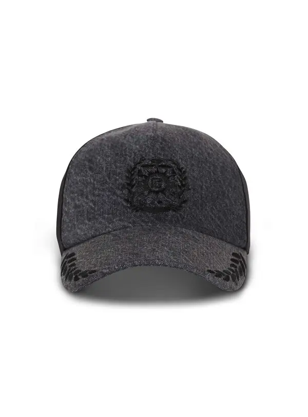 Balmain Cusson Embroidered Denim Cap - Grey