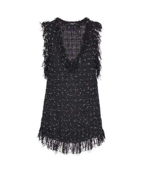 Balmain Thin-strap Polka Dot Tweed Top