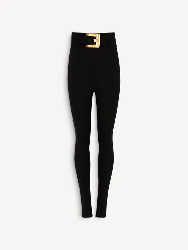Balmain Stretch Milano Jersey Trousers With Anthem Buckle Belt