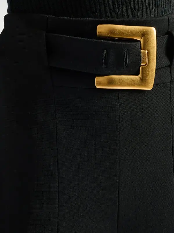 Balmain Stretch Milano Jersey Trousers With Anthem Buckle Belt