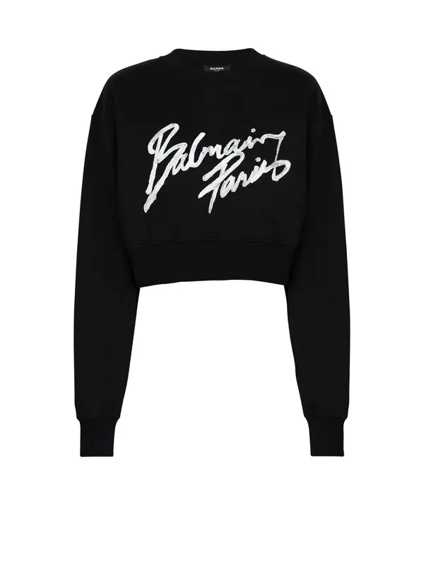 Balmain Printed Cotton Sweatshirt - Black