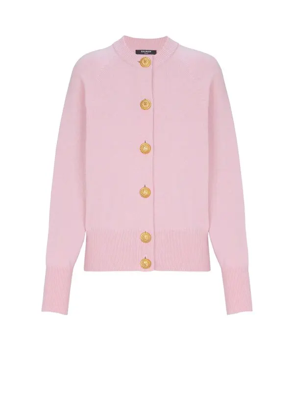 Balmain Buttoned Eco-cashmere Cardigan - Pink