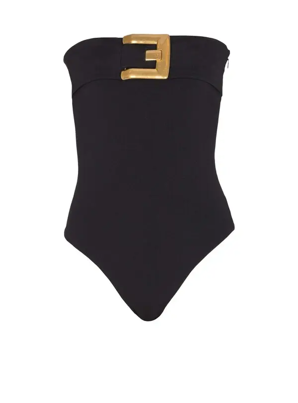Balmain Crepe Bustier Bodysuit With Belt