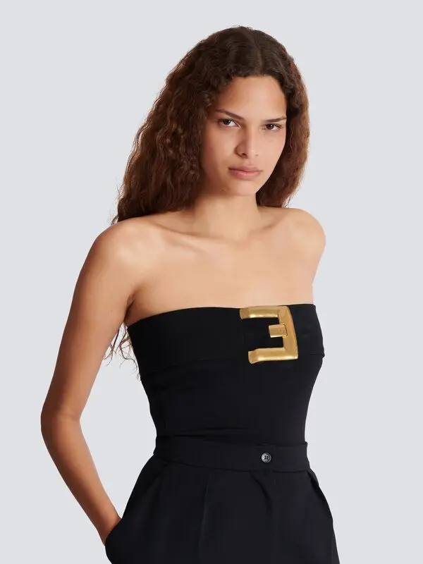 Balmain Crepe Bustier Bodysuit With Belt
